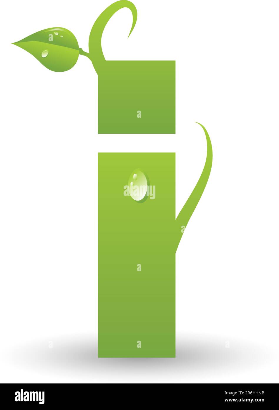 one vector letter from a green floral alphabet isolated on white ...