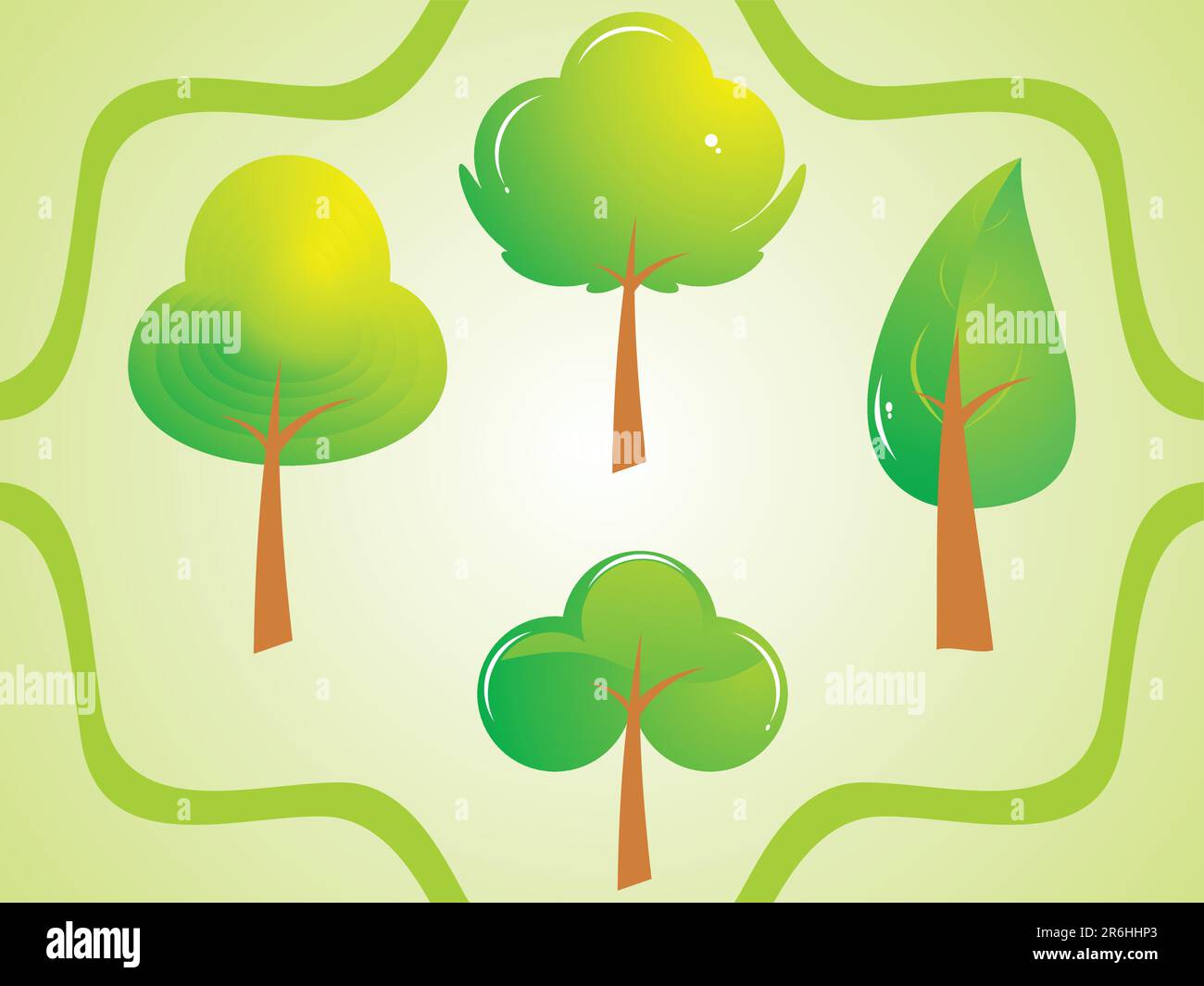 abstract cute beautiful green tree set vector illustration Stock Vector ...