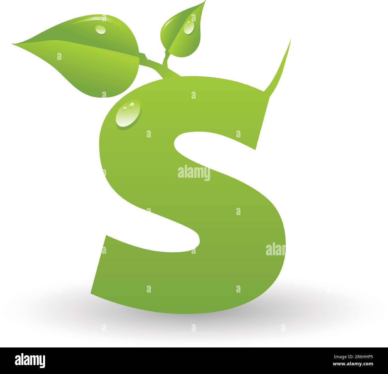 one vector letter from a green floral alphabet isolated on white ...