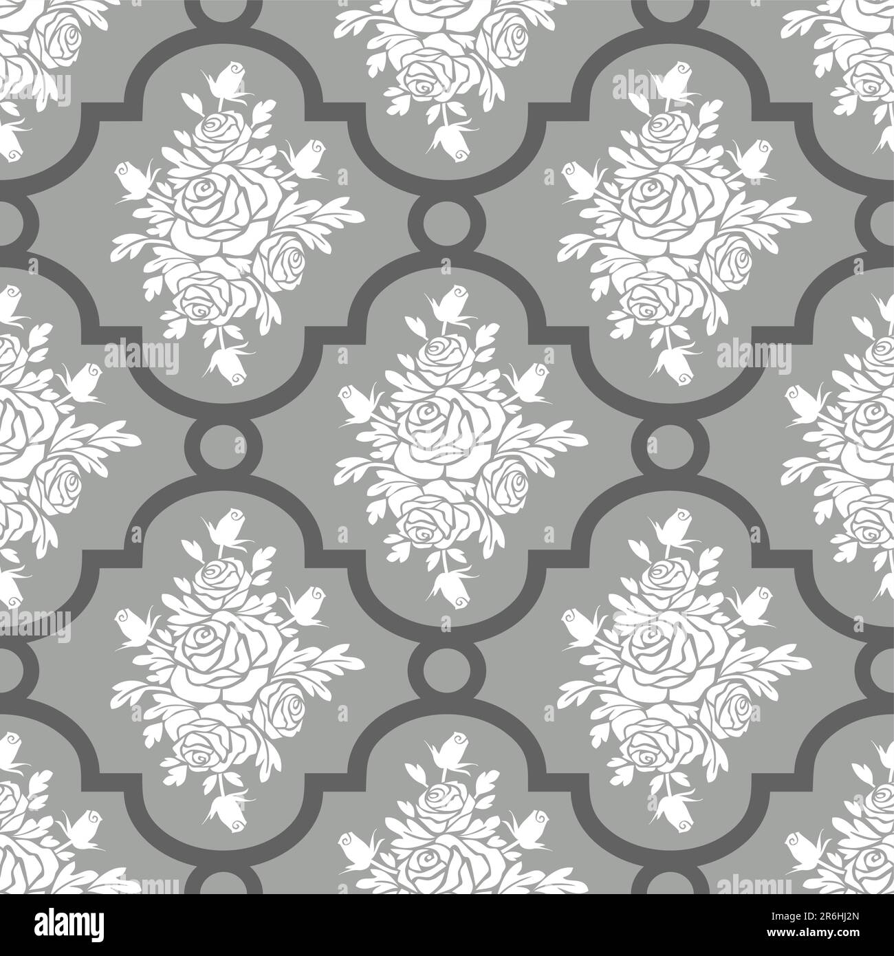 Vector roses seamless pattern on grey, repeating design, full scalable ...