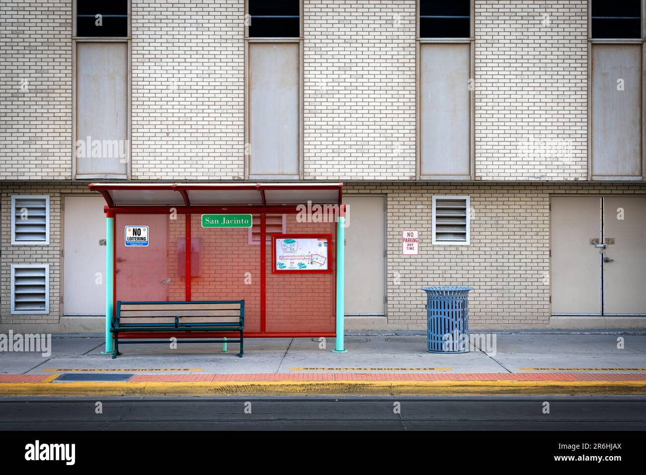 The San Jacinto street car stop in the downtown area of El Paso, Texas ...