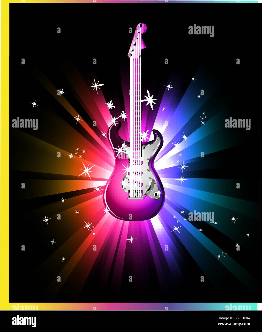 Colorful Disco Dance Background with Electric Guitar Stock Vector Image ...