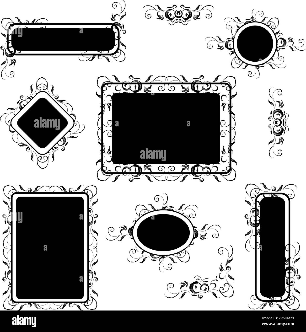 Vintage frame silhouette set, floral ornament Stock Vector Image & Art ...