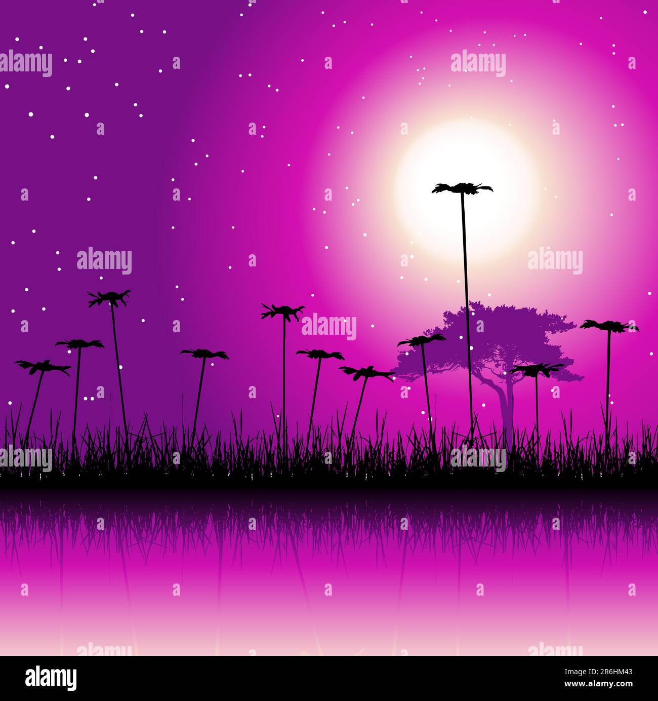 Moon flowers sunset Stock Vector Images - Alamy