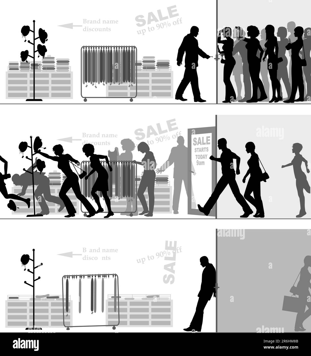 Editable vector illustration of people at a store sale Stock Vector ...