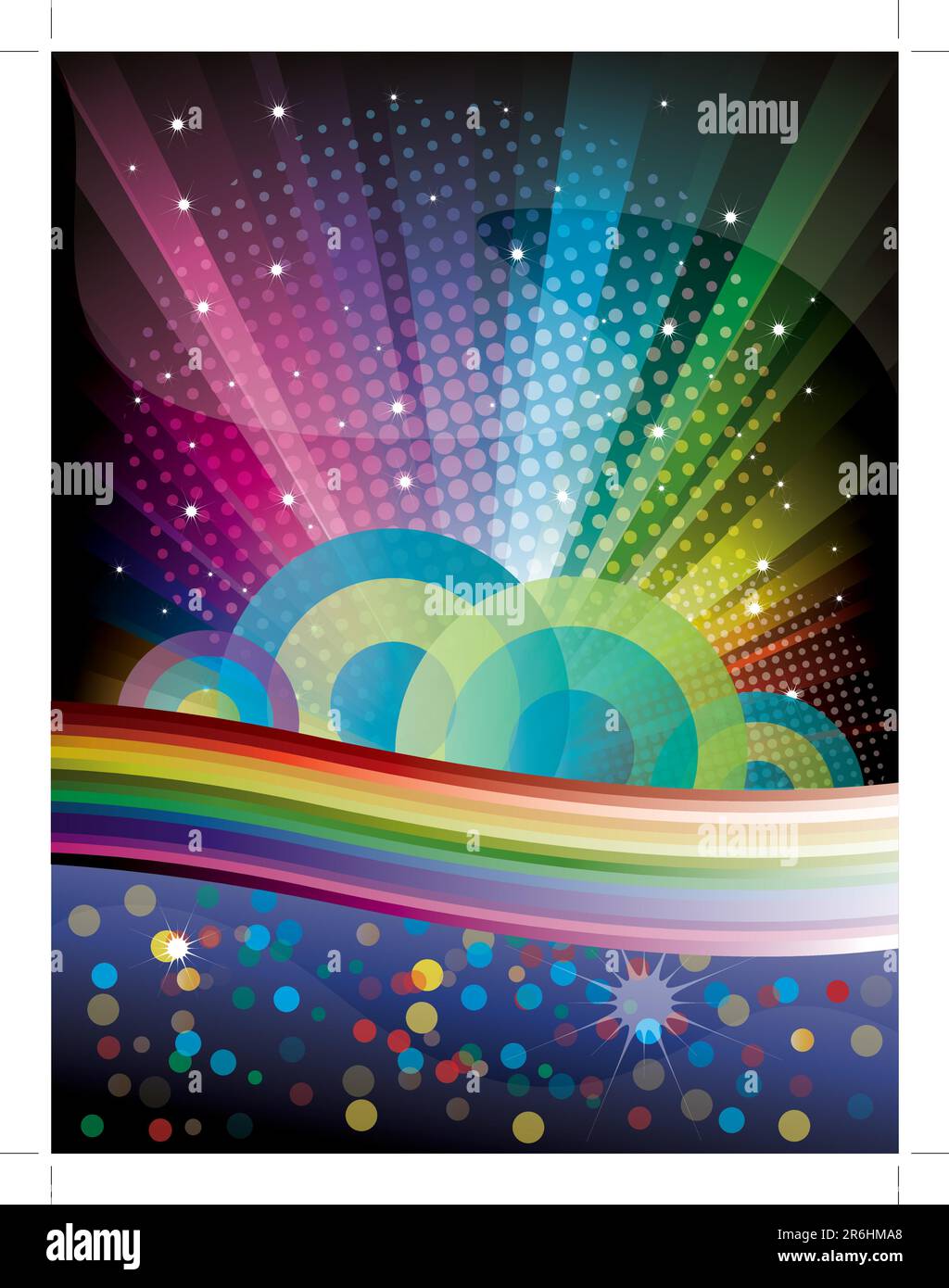 Rainbow Disco Background with circle and stars Stock Vector Image & Art ...