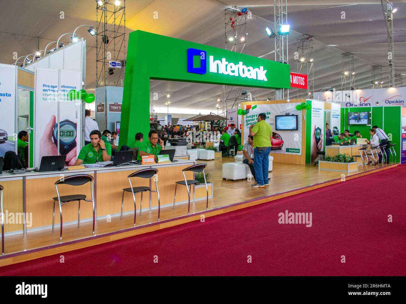Stands exhibition of different brands of Banks in the MOTORSHOW event ...