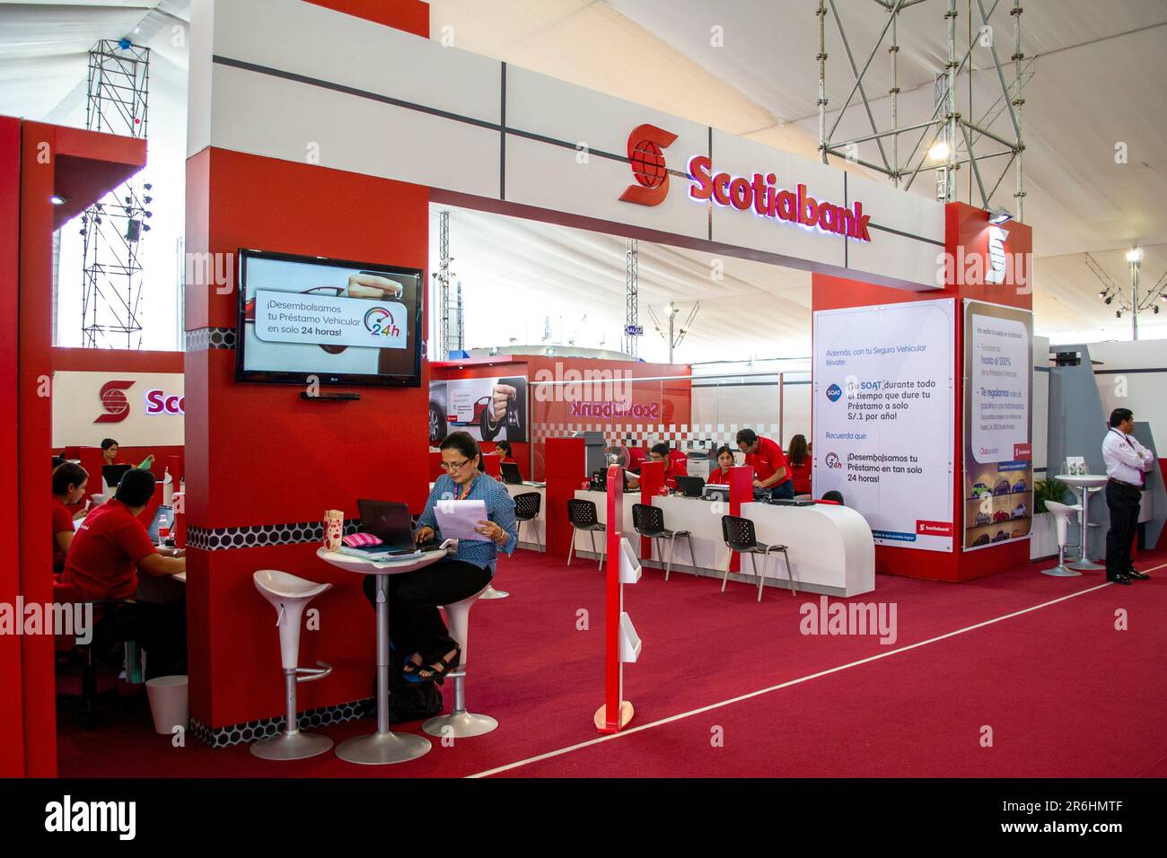 Stands exhibition of different brands of Banks in the MOTORSHOW event ...