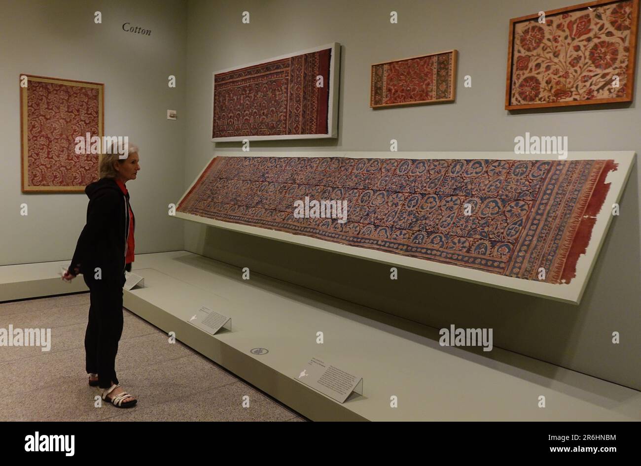 Houston, USA. 9th June, 2023. A woman views a textile at an exhibition ...
