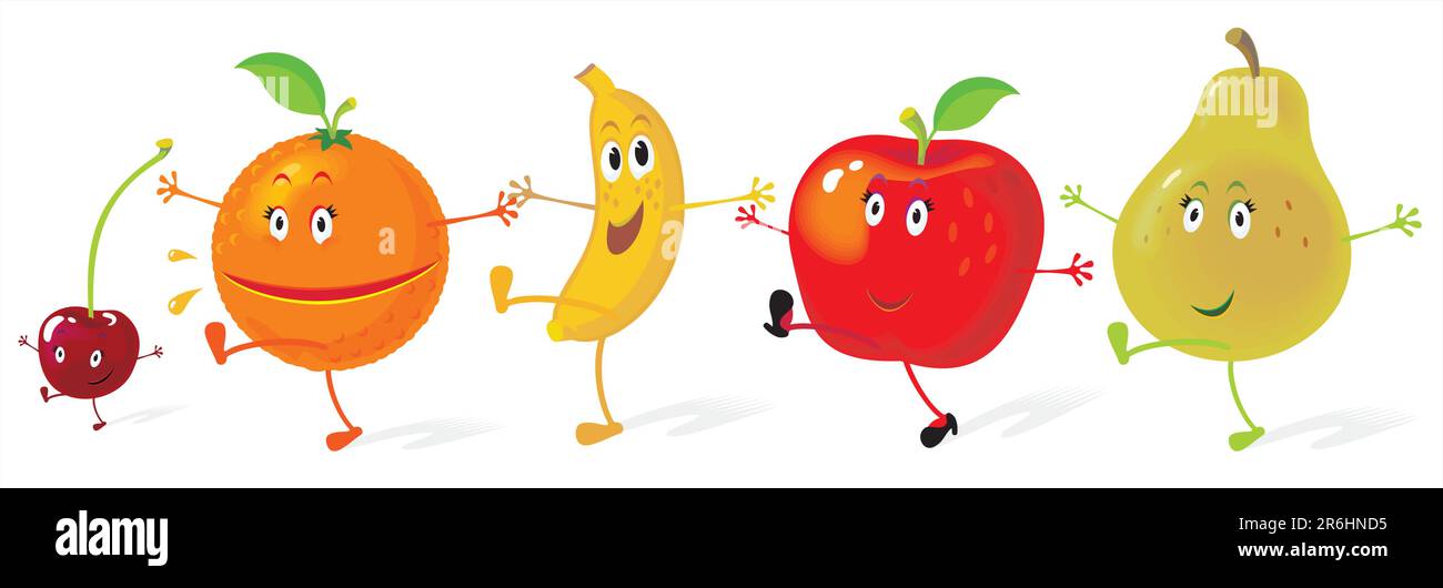 Fruit group enjoying a dance. No gradiente vector. Easy to create new ...