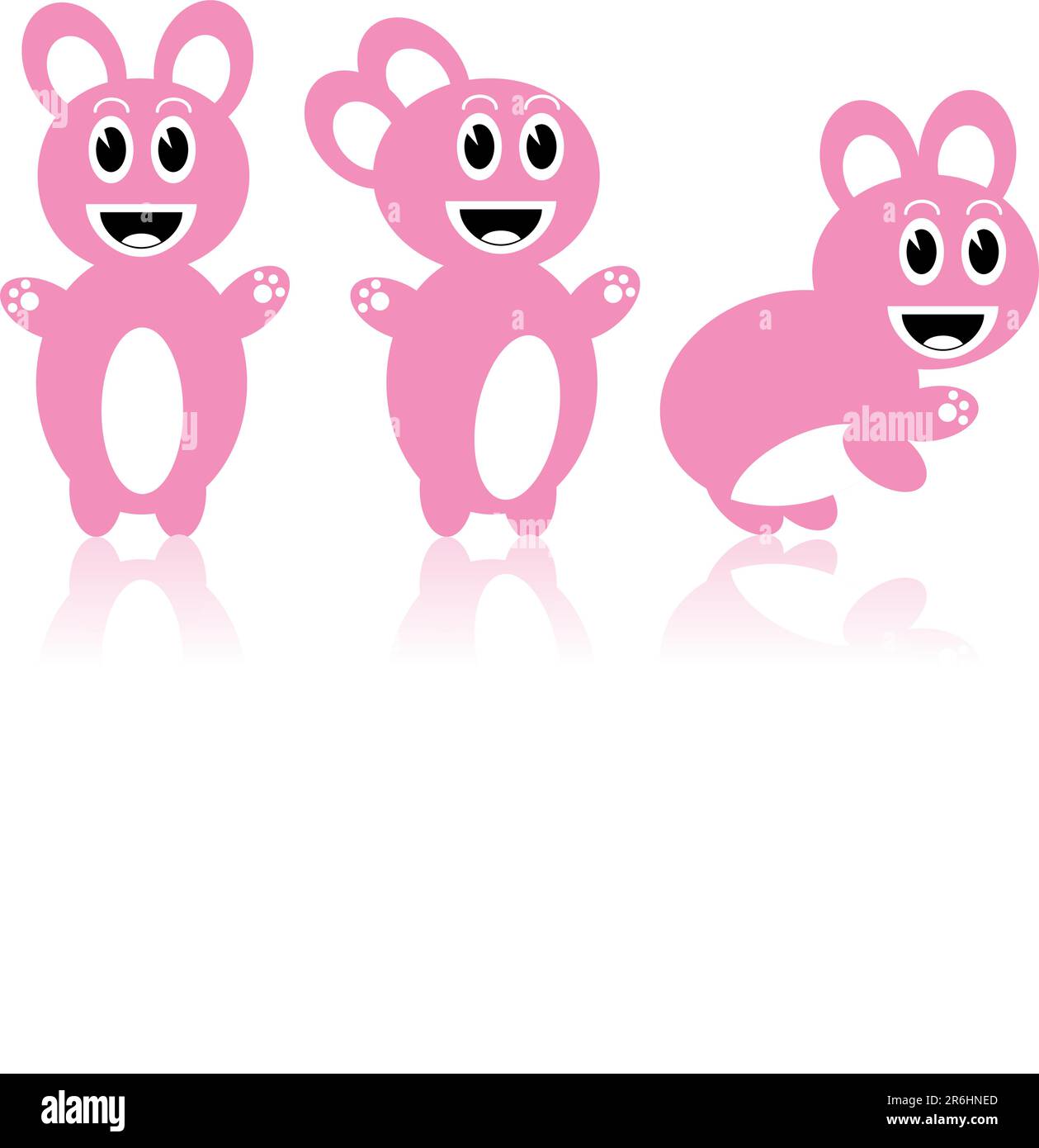 An illustrated background of three rabbits in different emotions ...