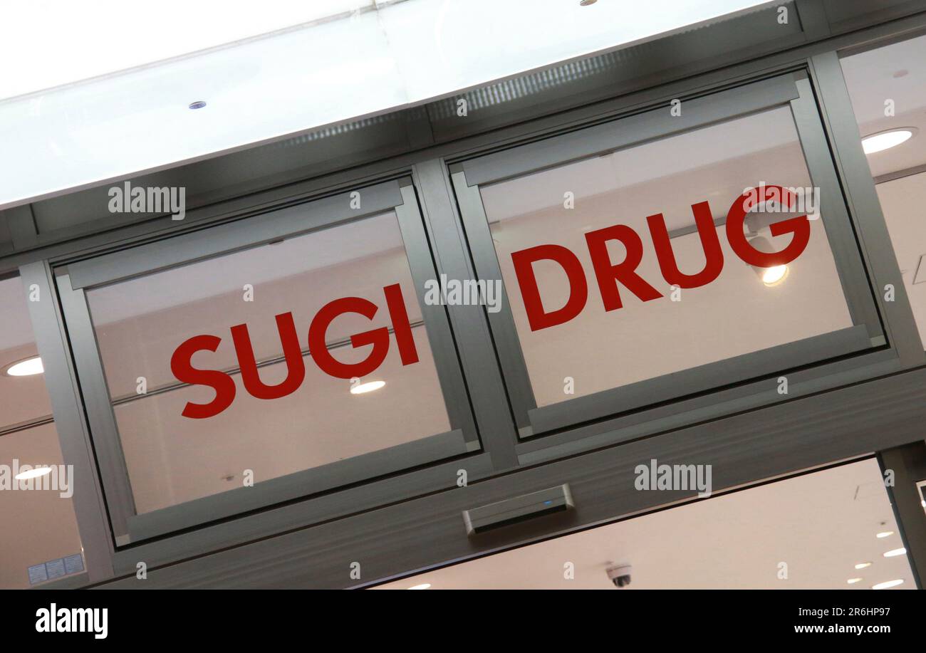 The logo of SUGI PHARMACY is seen in Shinjuku Ward, Tokyo on June 15 ...