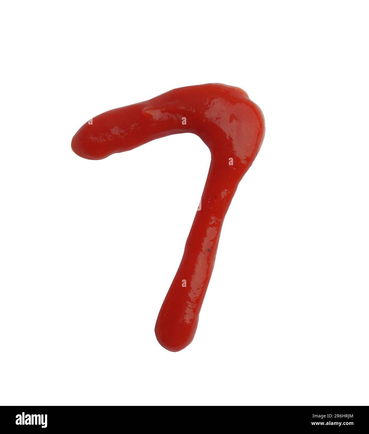 Number seven written by ketchup on white background Stock Photo - Alamy