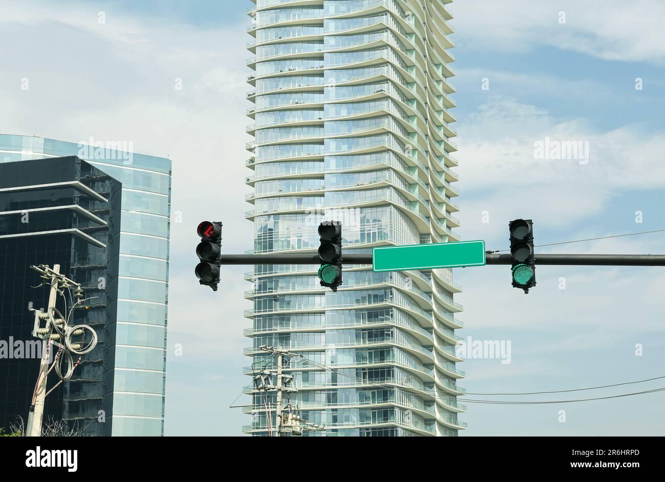 Overhead traffic lights in city. Road rules Stock Photo - Alamy