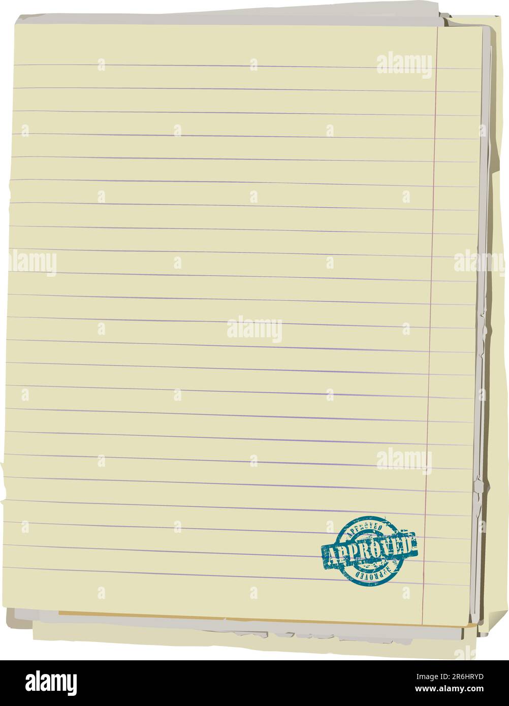 Vector illustration of stack of old lined papers from note book and ...
