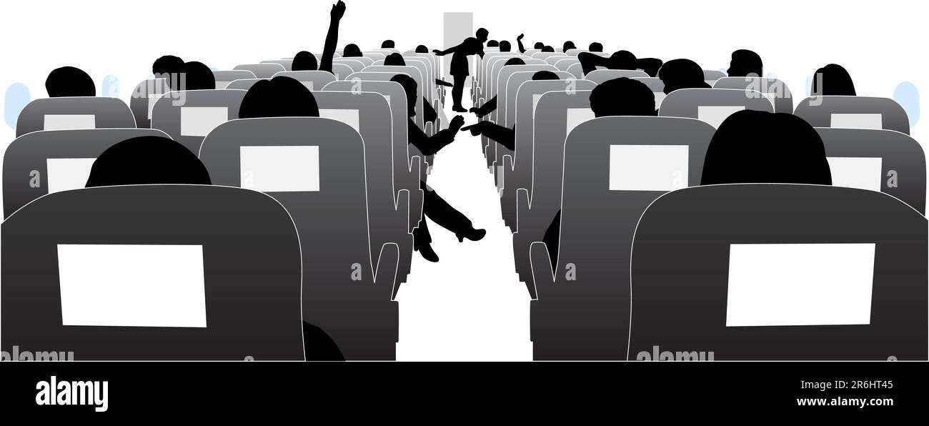 Editable vector illustration of passengers in an airplane Stock Vector ...