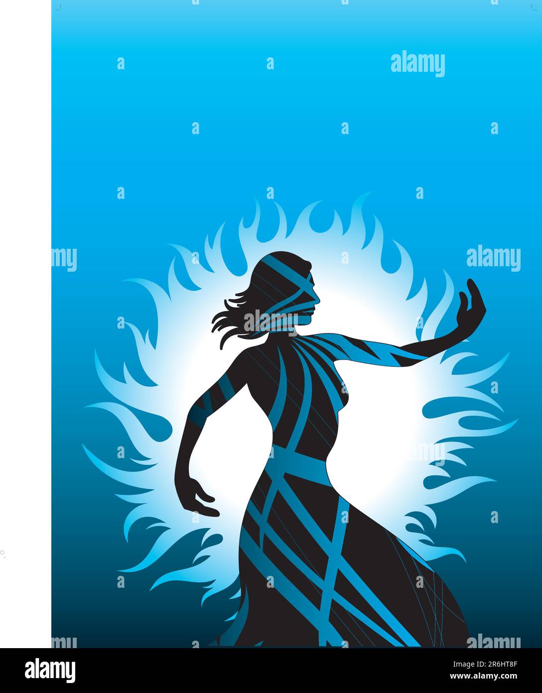 girl silhouette vector blue wallpaper Stock Vector Image & Art - Alamy