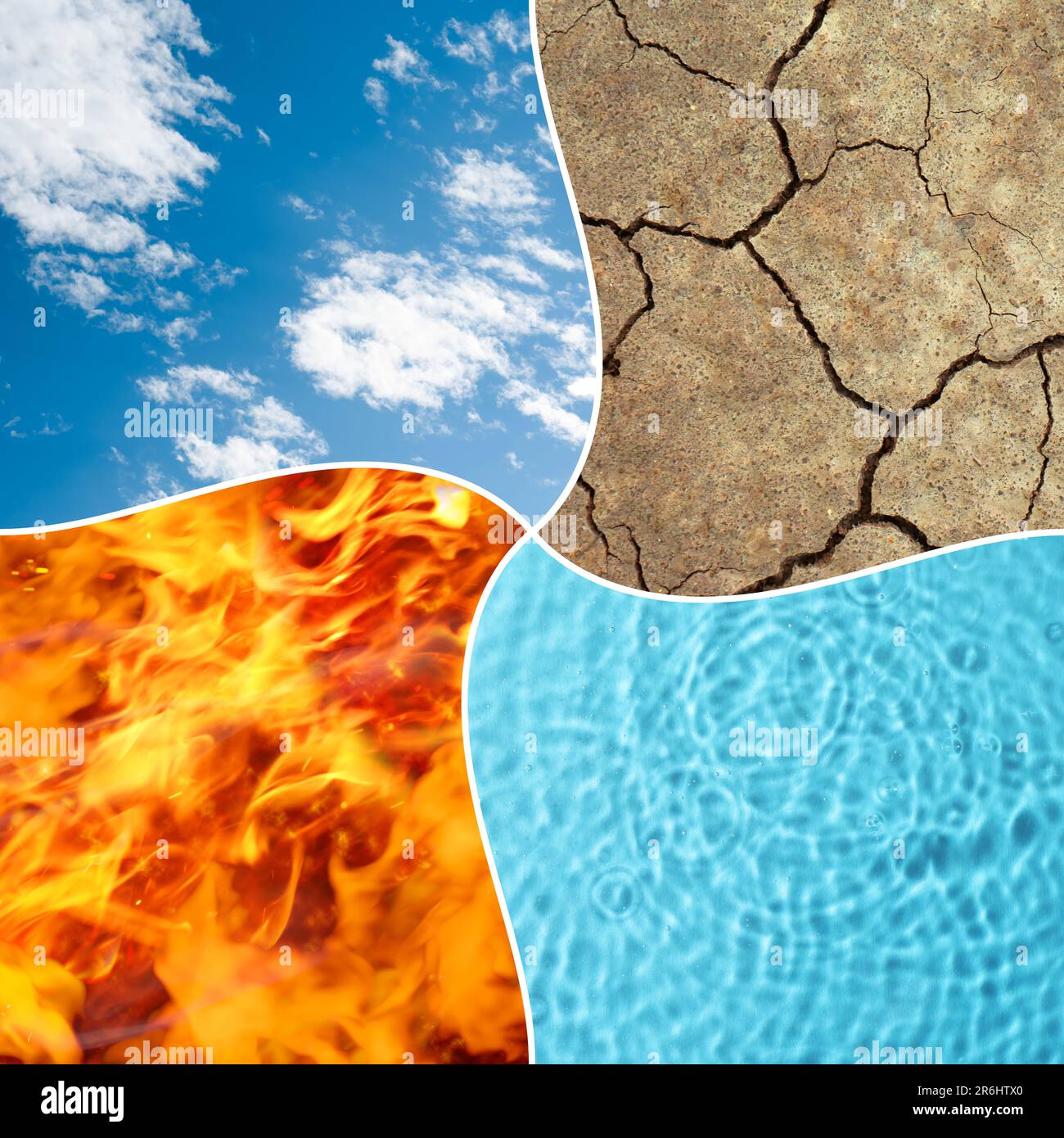 Set of four elements: Air, Earth, Fire and Water Stock Photo - Alamy
