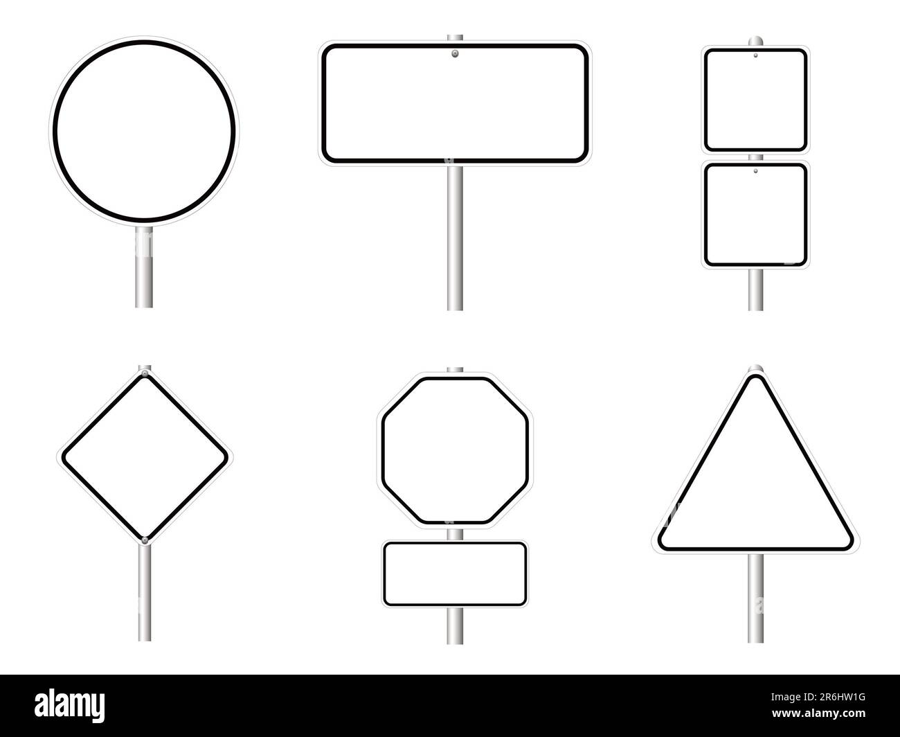 Different blank road signs on white background, collage design Stock ...