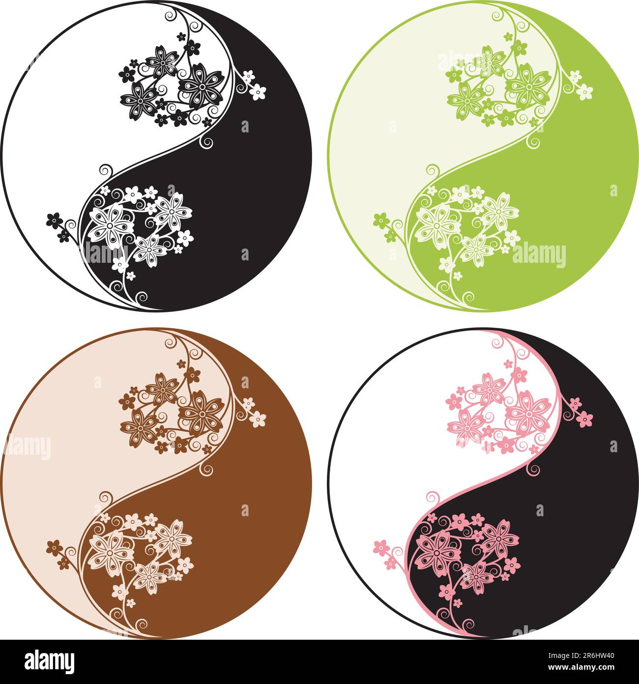 Floral Yin Yang symbol Stock Vector Image & Art - Alamy