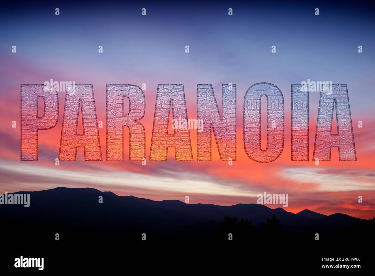 Mental disorder. Translucent word Paranoia with brick texture against ...