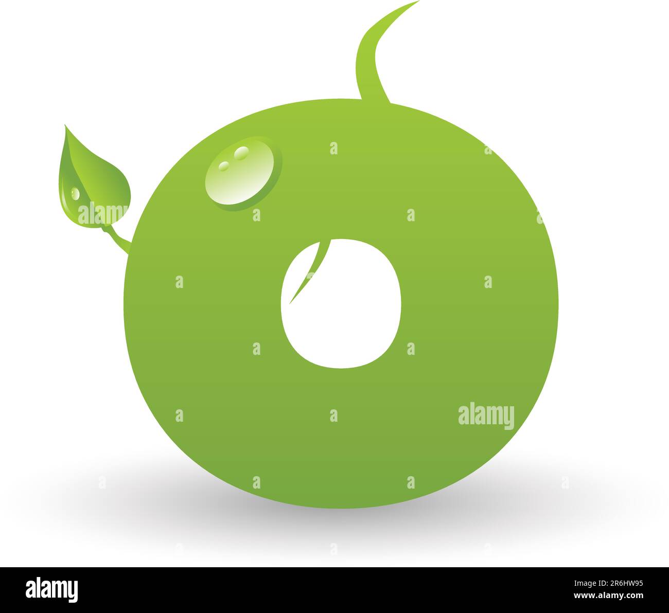 one vector letter from a green floral alphabet isolated on white ...