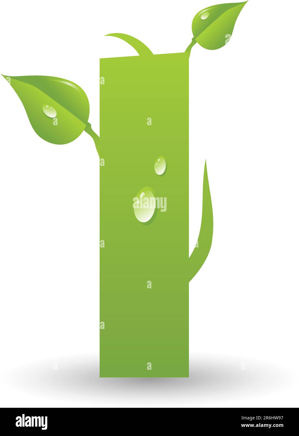 one vector letter from a green floral alphabet isolated on white ...