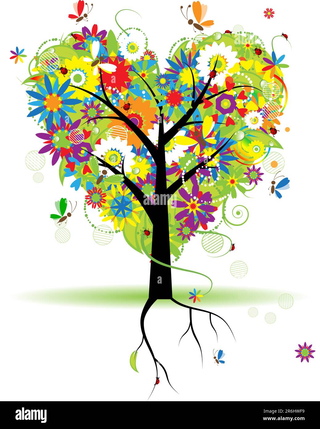 Summer floral tree, heart shape Stock Vector Image & Art - Alamy