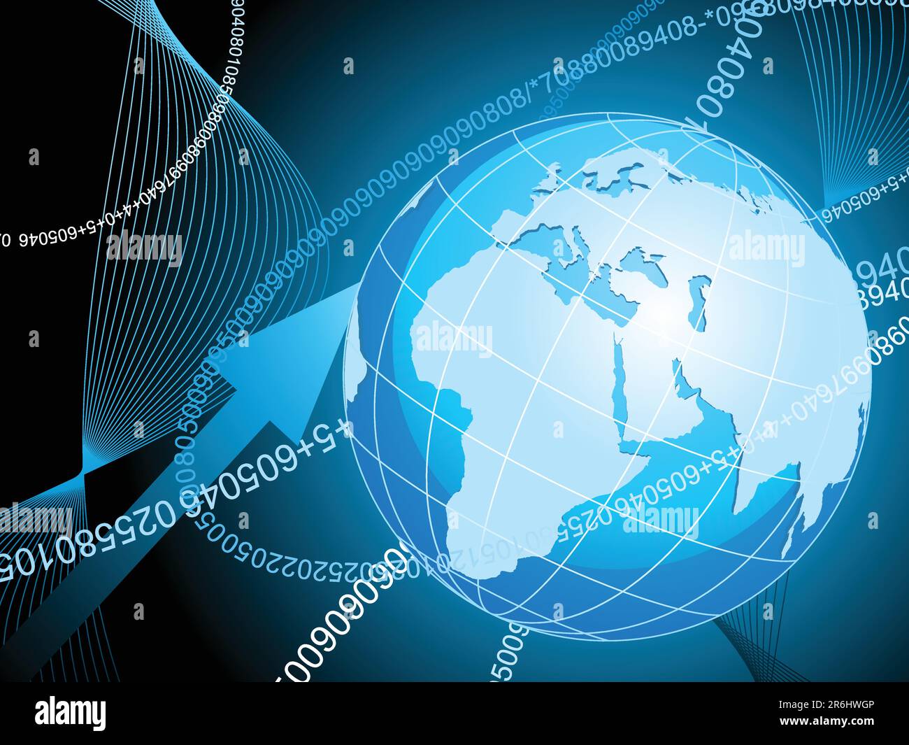 abstract blue based theme with globe vector illustration Stock Vector ...