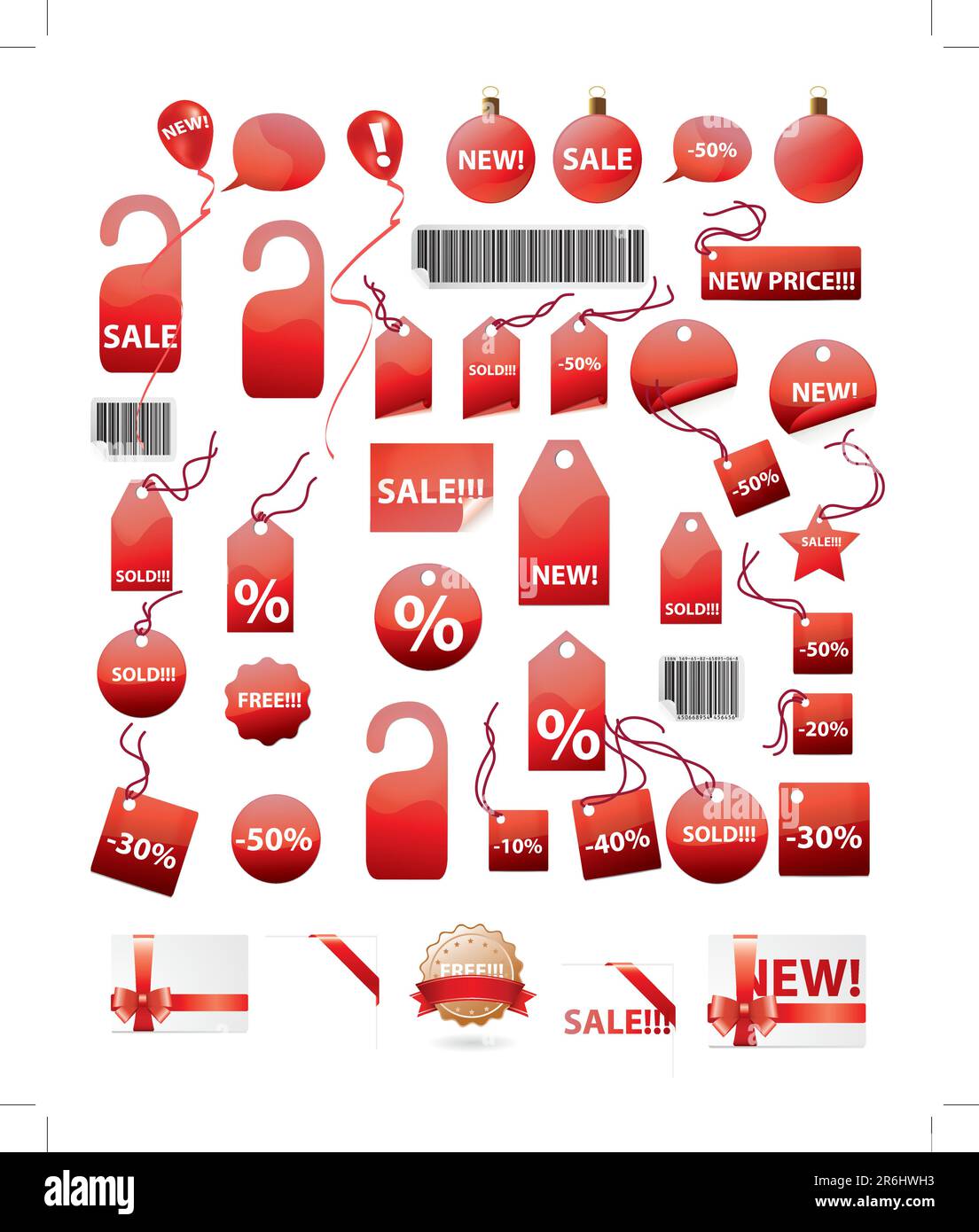 vector set of shopping tags and stickers in red color Stock Vector ...