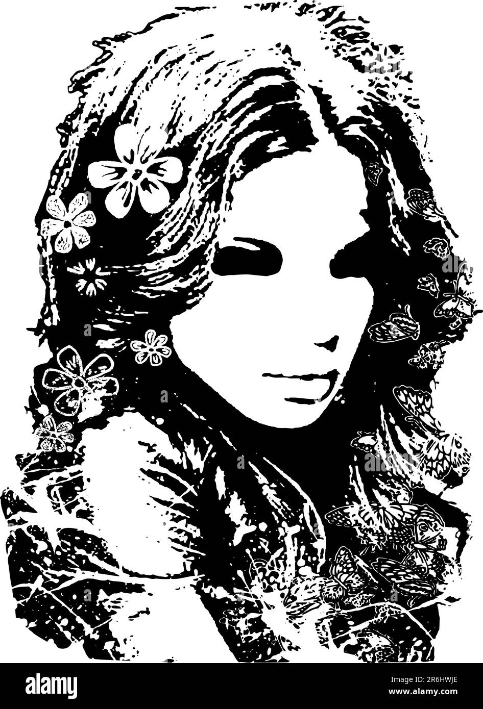 lady with flower illustration Stock Vector Image & Art - Alamy