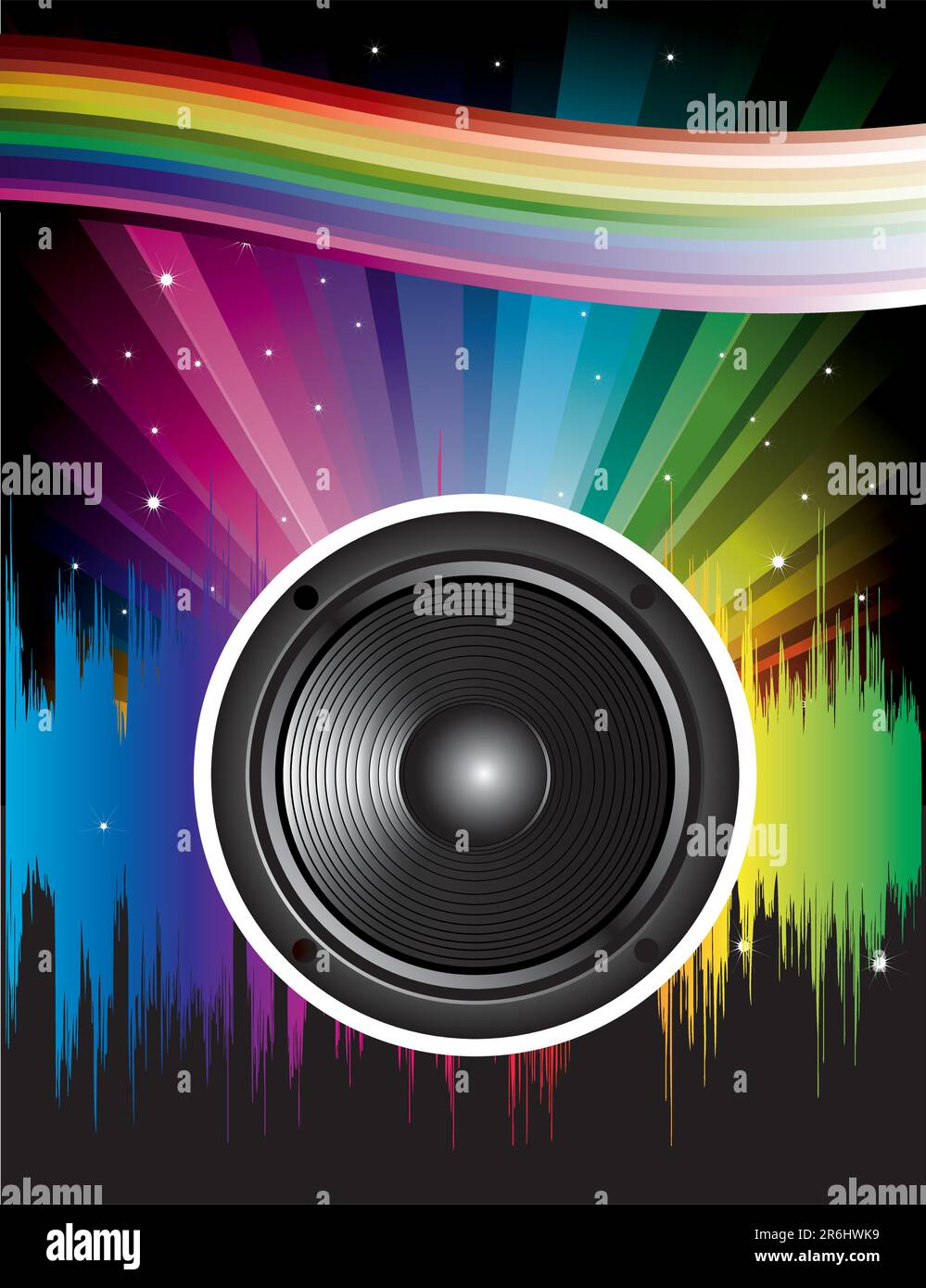 Rainbow Disco Background with speaker and stars Stock Vector Image ...
