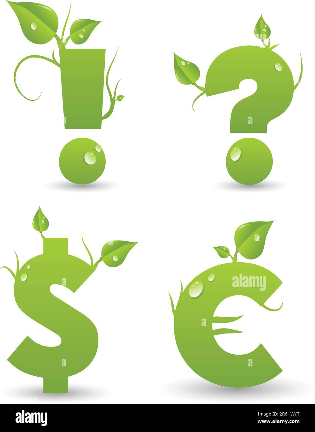 one vector letter from a green floral alphabet isolated on white ...