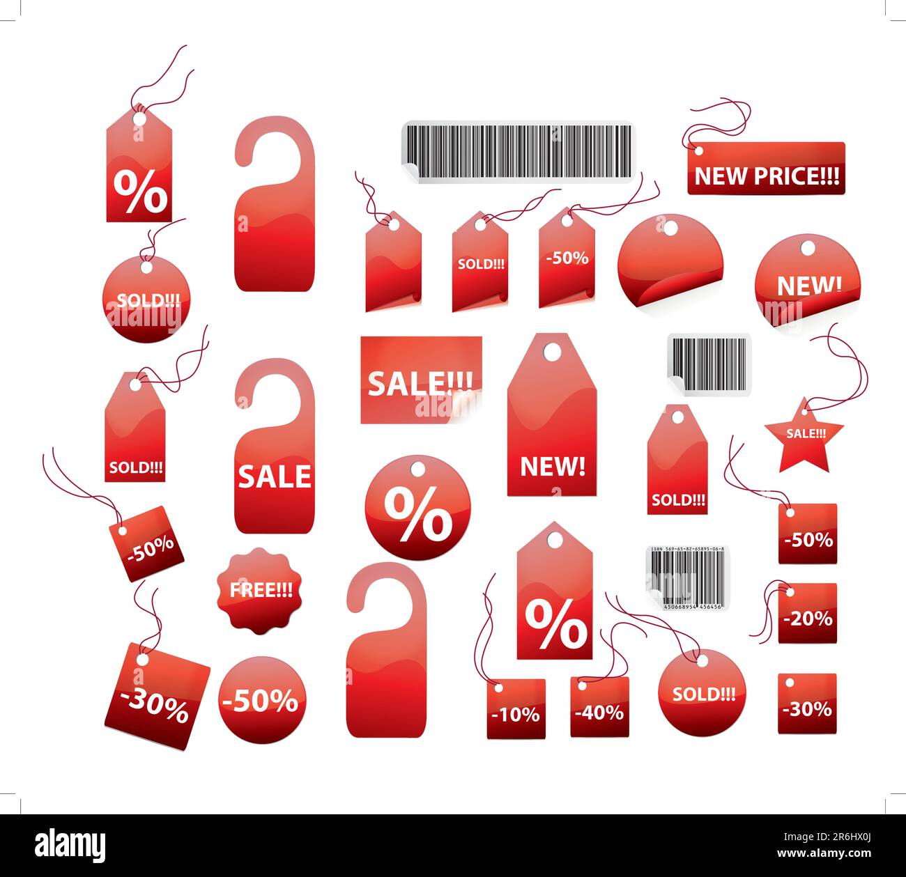 vector set of shopping tags and stickers in red color Stock Vector ...
