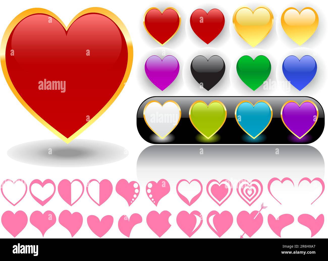 Black white heart icons Cut Out Stock Images & Pictures - Alamy
