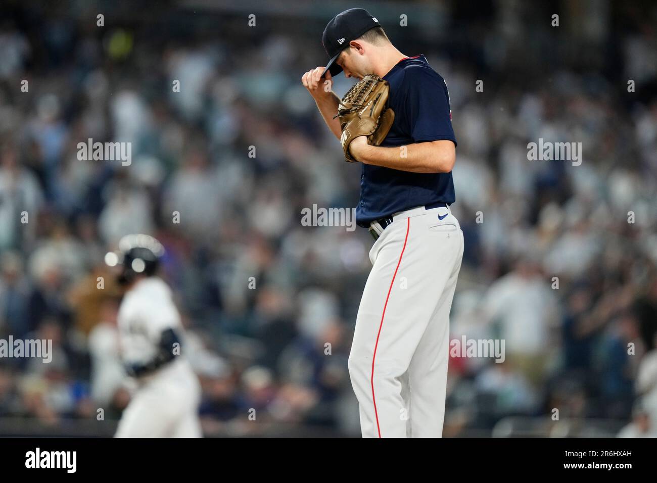 Boston Red Sox starting pitcher Garrett Whitlock waits as New York ...