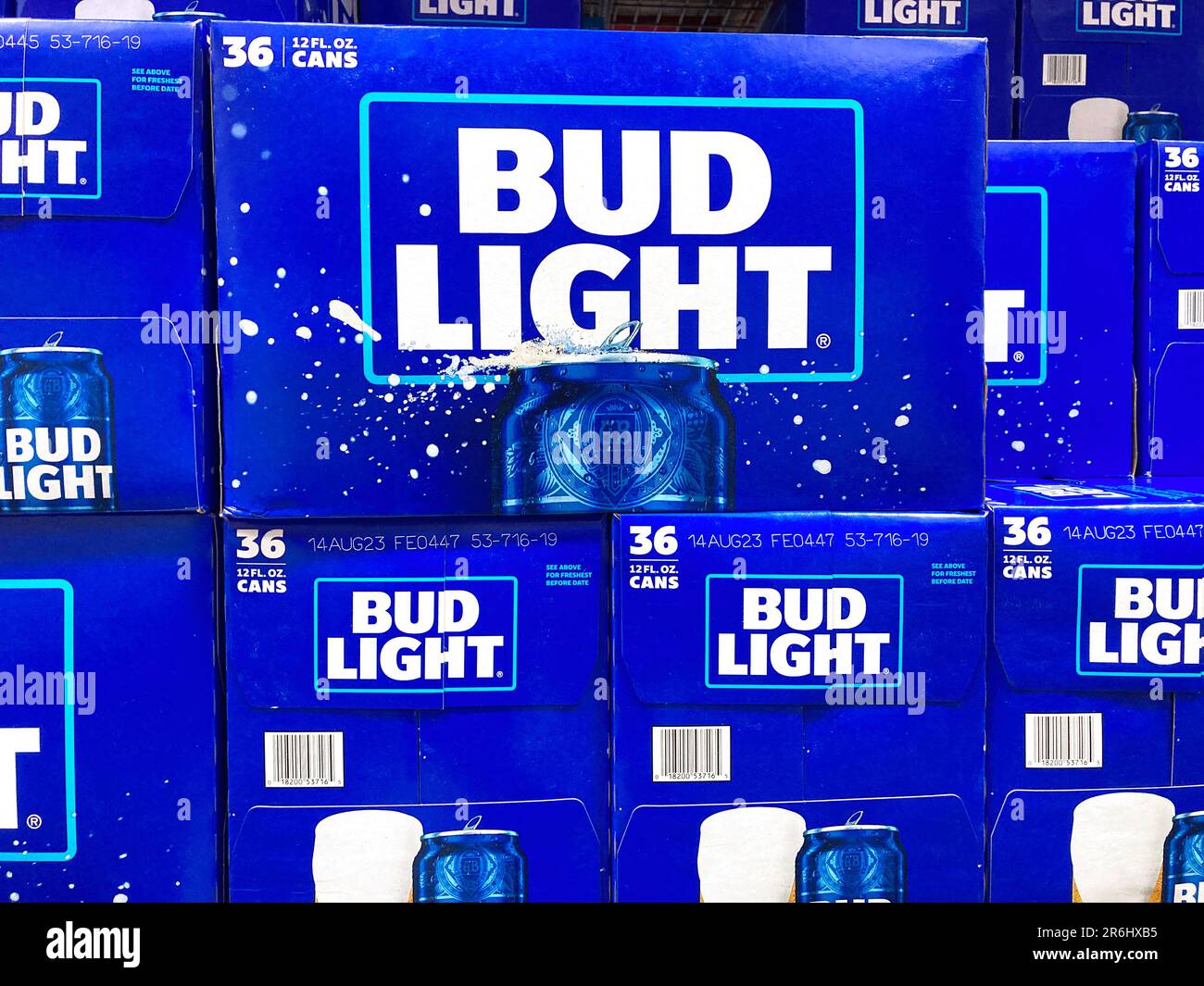 Bud Light Beer 36 pack beer cans display at grocery store. - USA - 2023 ...