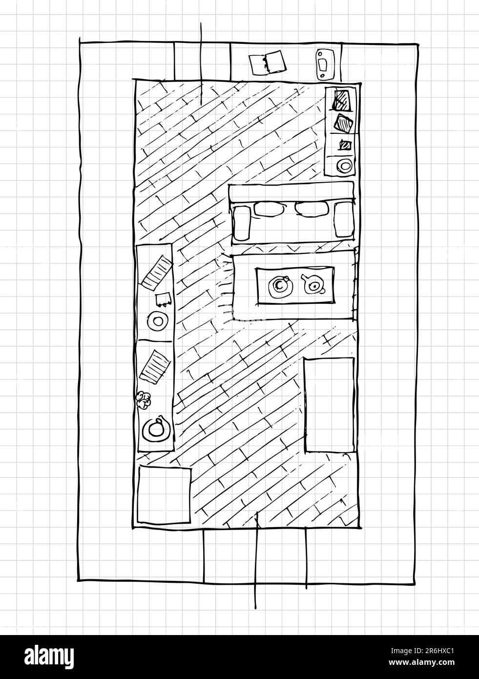 Top view image kitchen Stock Vector Images - Alamy