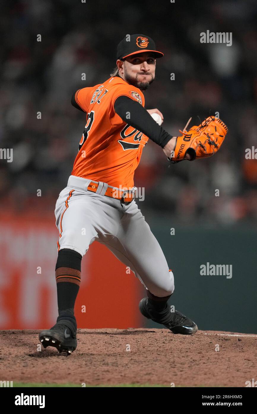 Baltimore Orioles pitcher Cionel Perez during a baseball game against ...