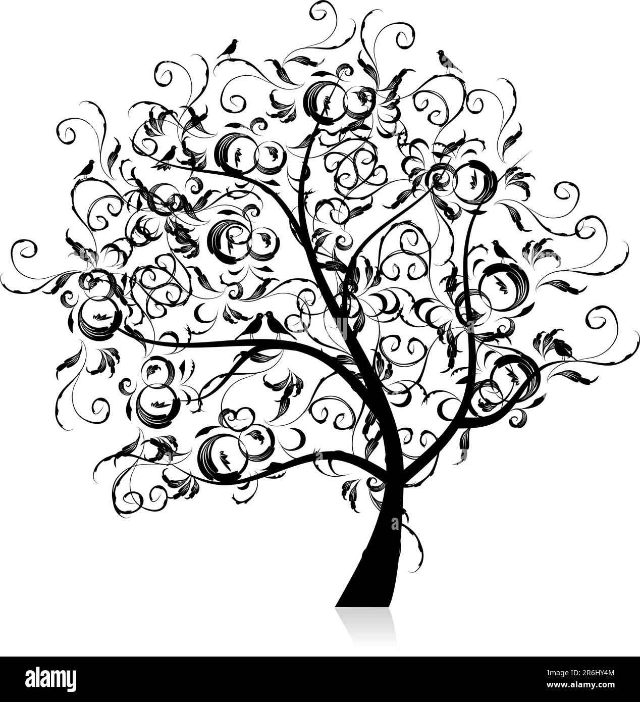 Art tree beautiful, black silhouette Stock Vector Image & Art - Alamy