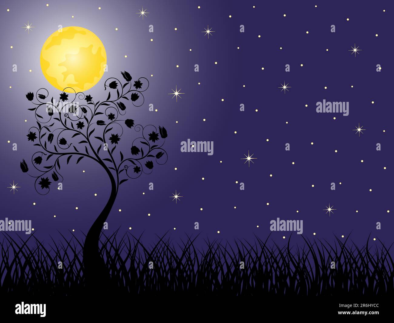 Night background with a tree. Vector illustration Stock Vector Image ...