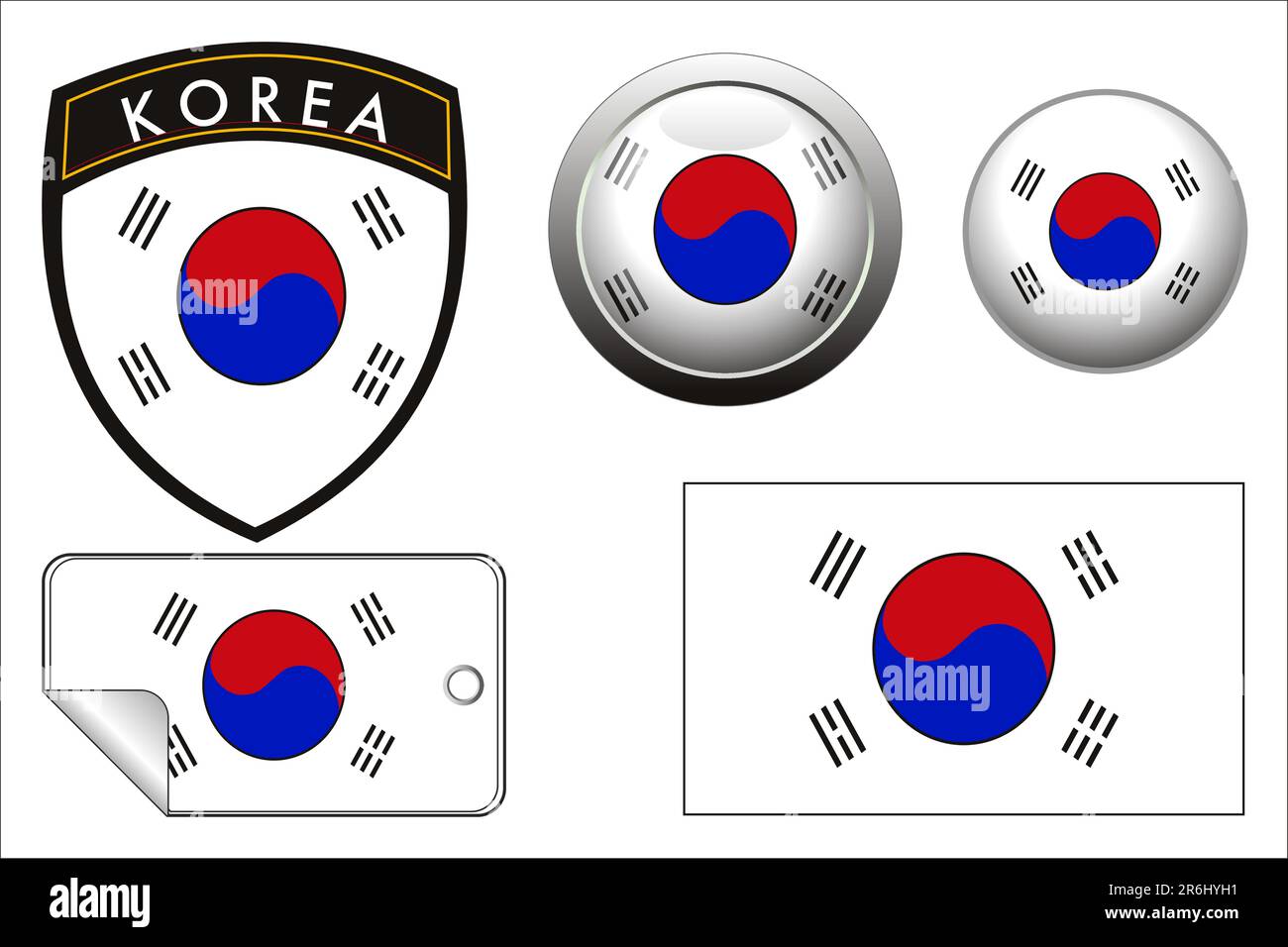 korea vector crest flag with web button and label Stock Vector Image ...
