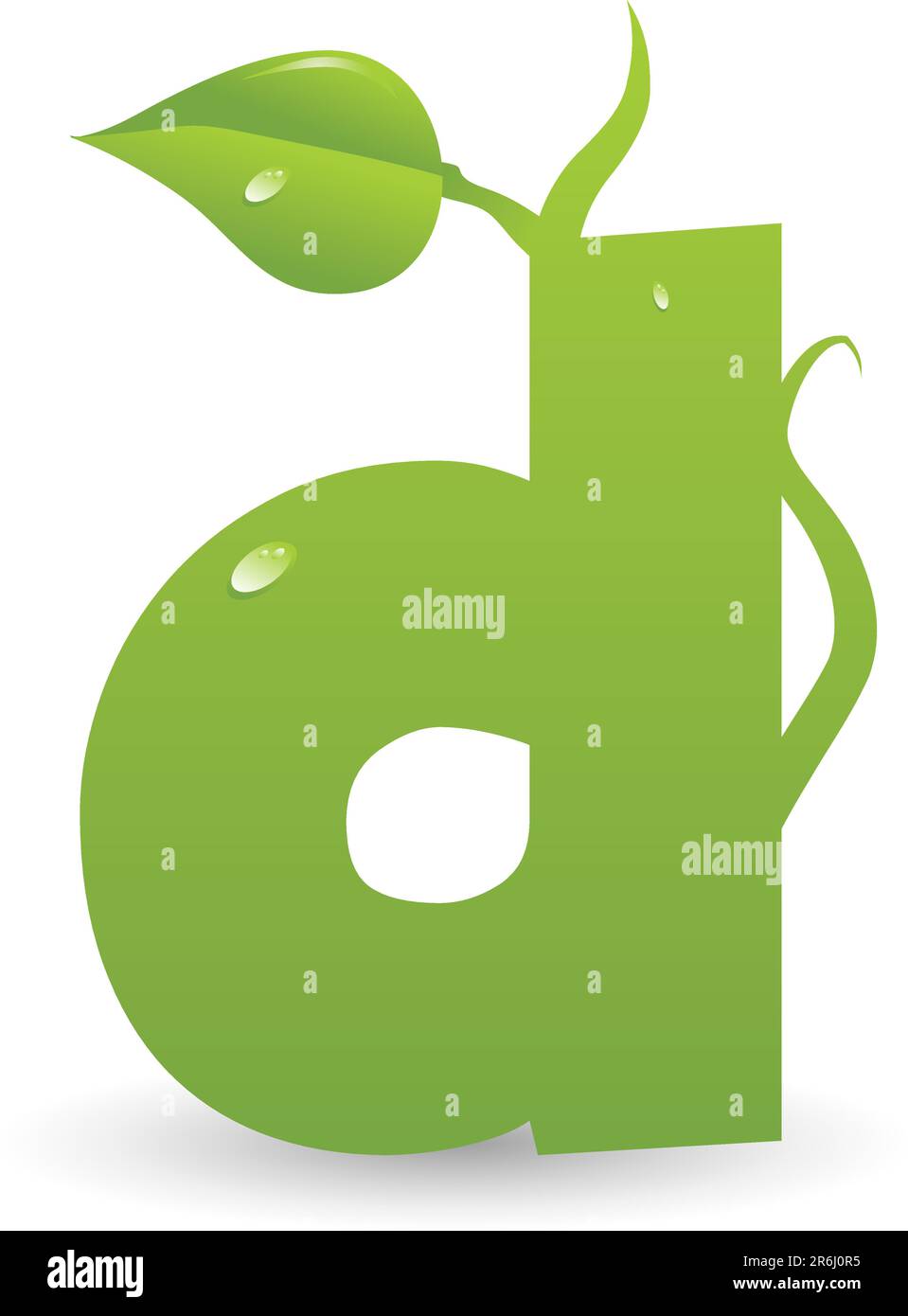 one vector letter from a green floral alphabet isolated on white ...