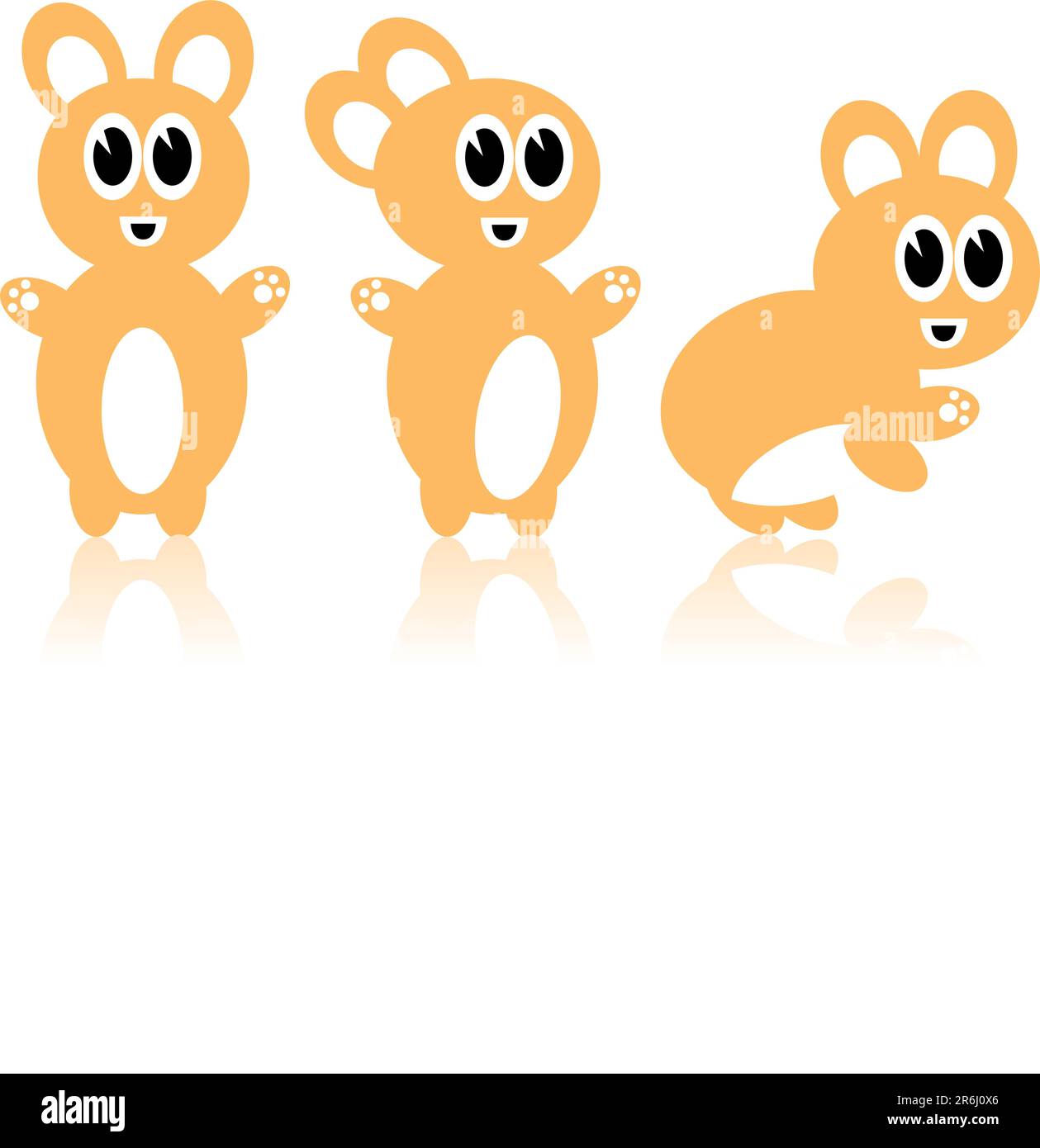 An illustrated background of three rabbits in different emotions ...