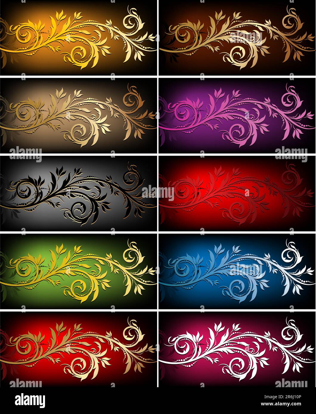 Vector decorative colorful design backgrounds with floral wave Stock ...