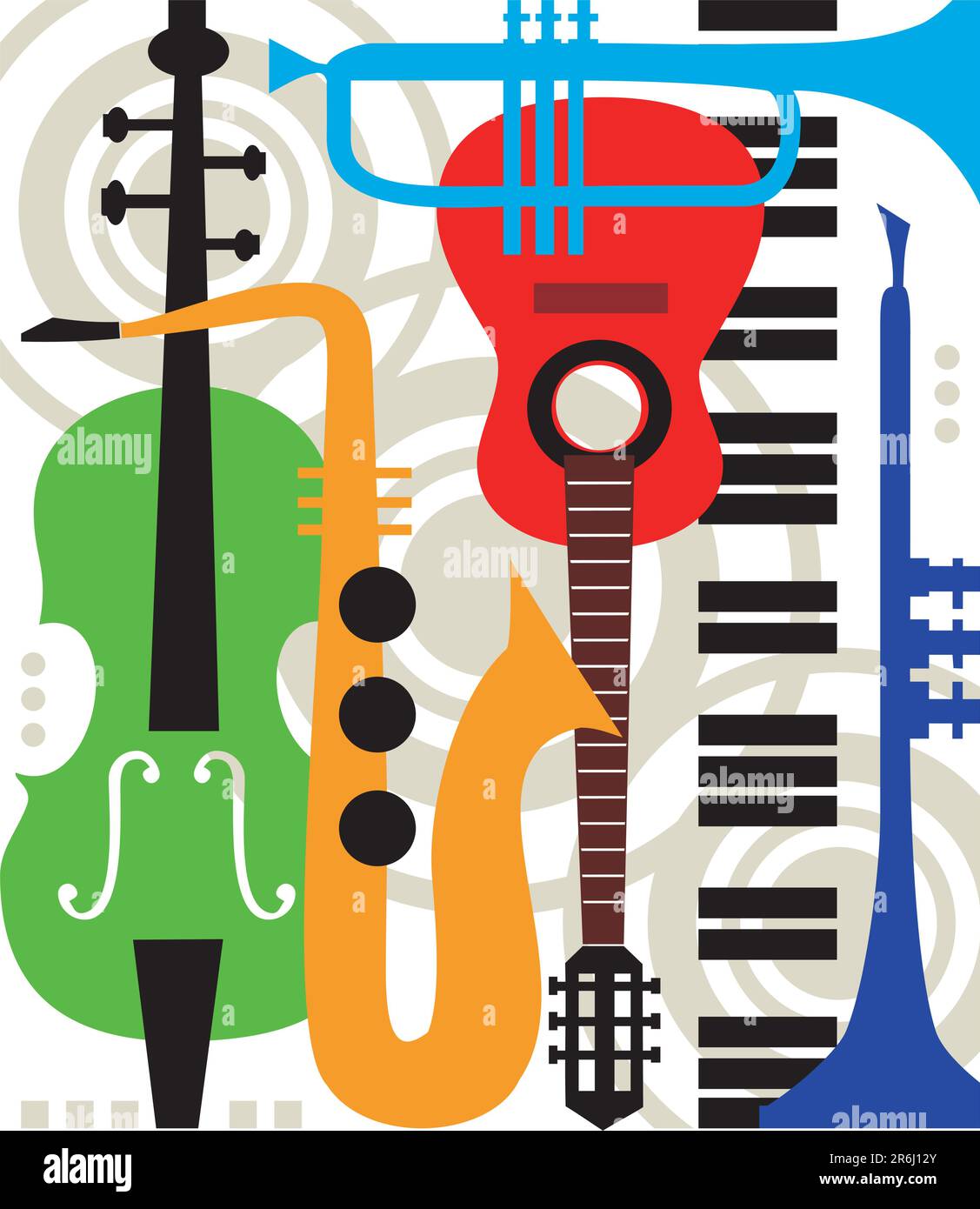 Abstract colored music instruments, full scalable vector graphic ...