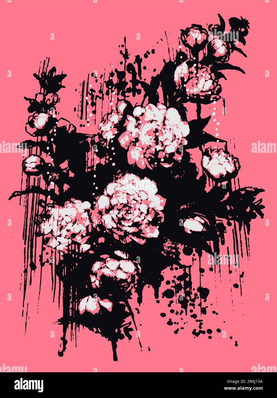 flower drawing with ink splatter Stock Vector Image & Art - Alamy