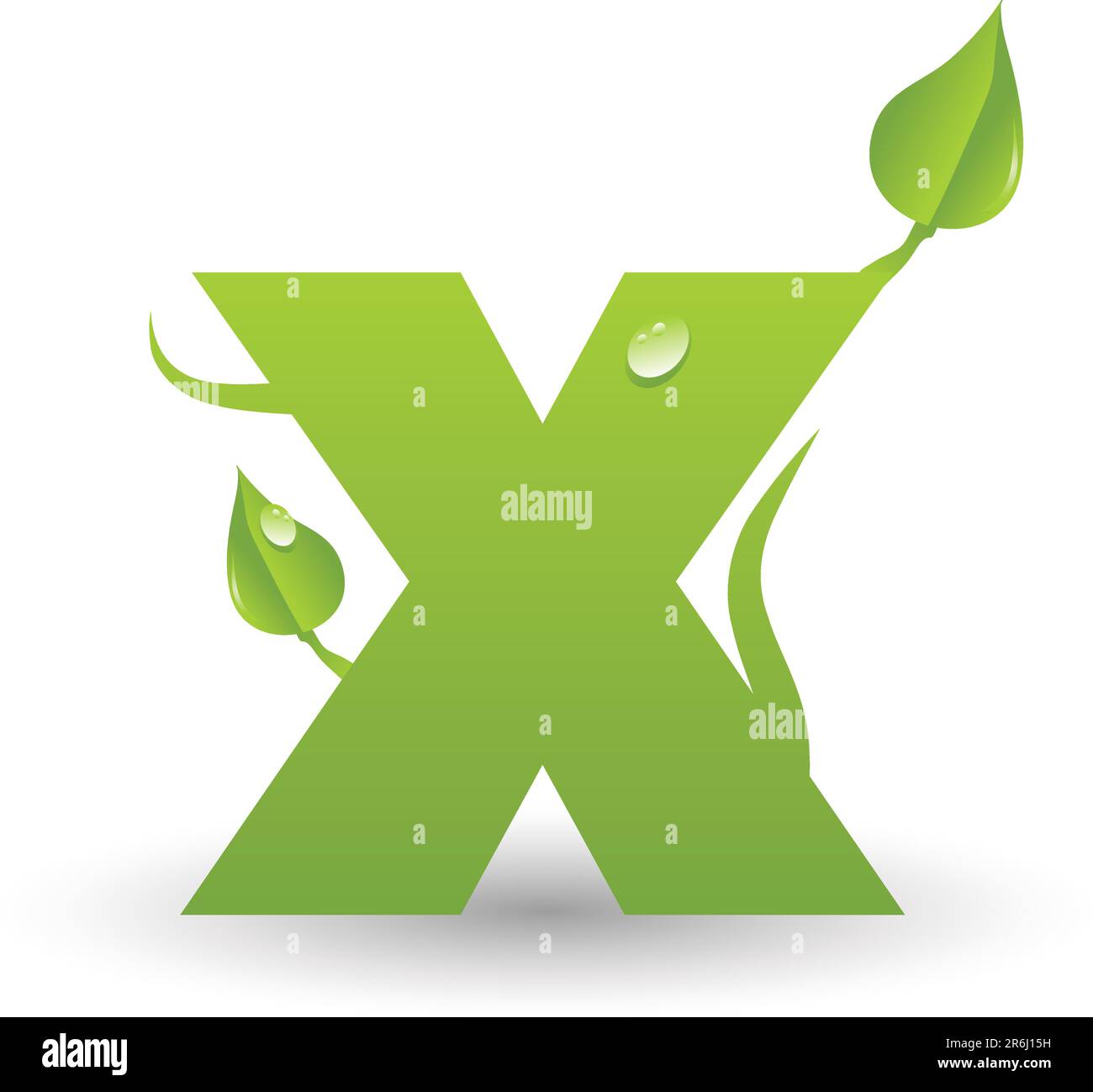 one vector letter from a green floral alphabet isolated on white ...