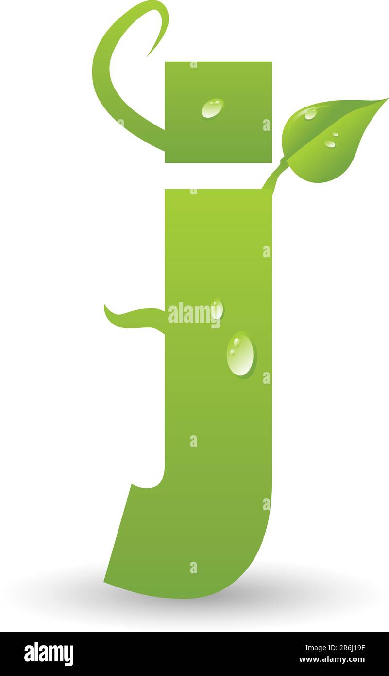 one vector letter from a green floral alphabet isolated on white ...