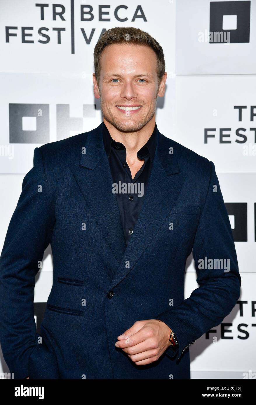 Sam Heughan attends the premiere of "Outlander" season 7 during the ...